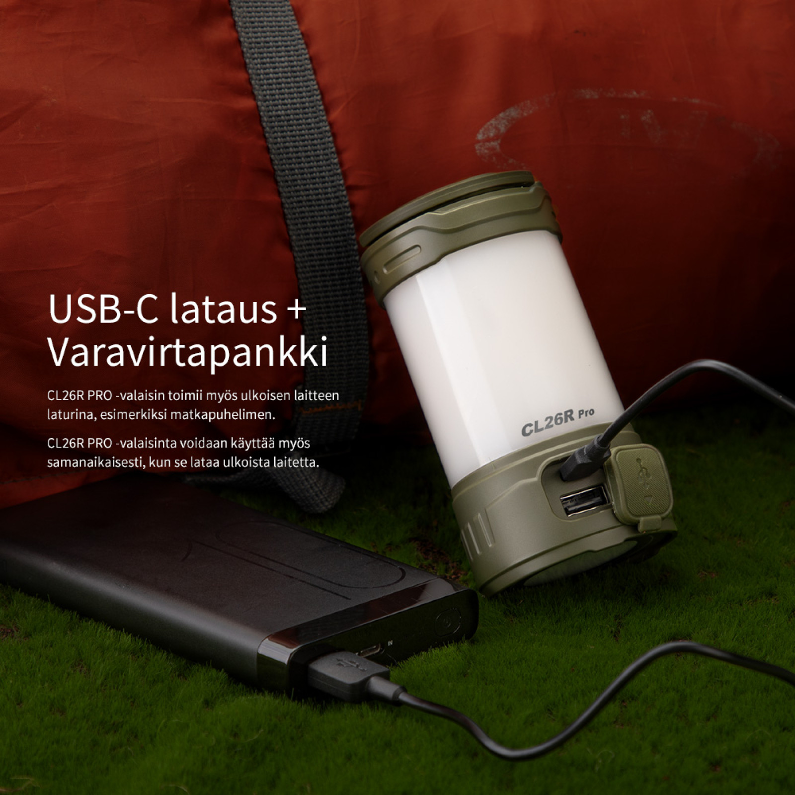 Fenix CL26R PRO LED-lyhty Oliivi 650 lm | fenixvalaisimet.fi