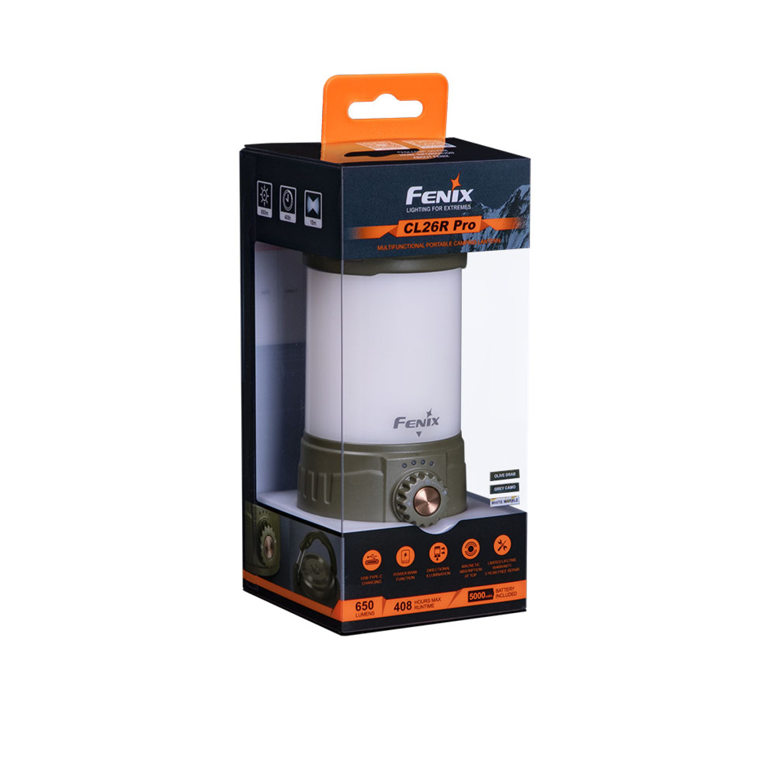 Fenix CL26R PRO LED-lyhty Oliivi 650 lm | fenixvalaisimet.fi